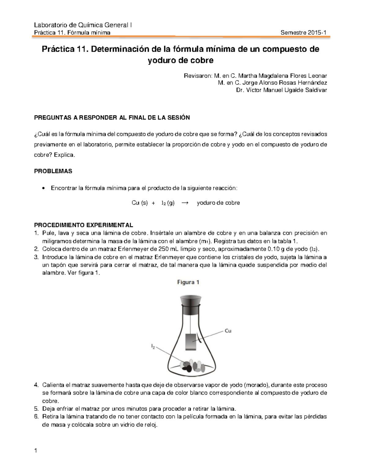 Práctica 11. Determinación de la fórmula mínima de un compuesto de ...