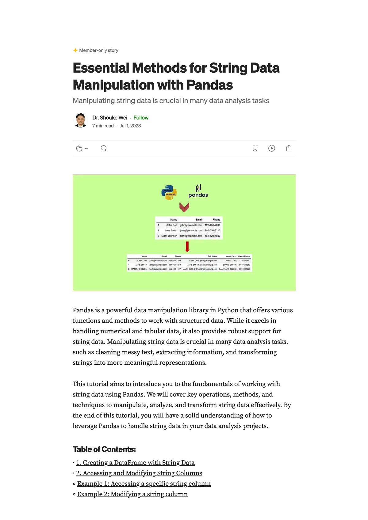 String Data Pandas 1 - story Essential Methods for String Data Manipulation with Pandas ...
