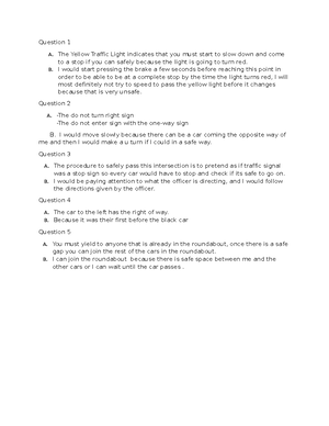 7.5 Drivers Ed assignment - 7 assignment QUESTION 1 a) The white car is ...