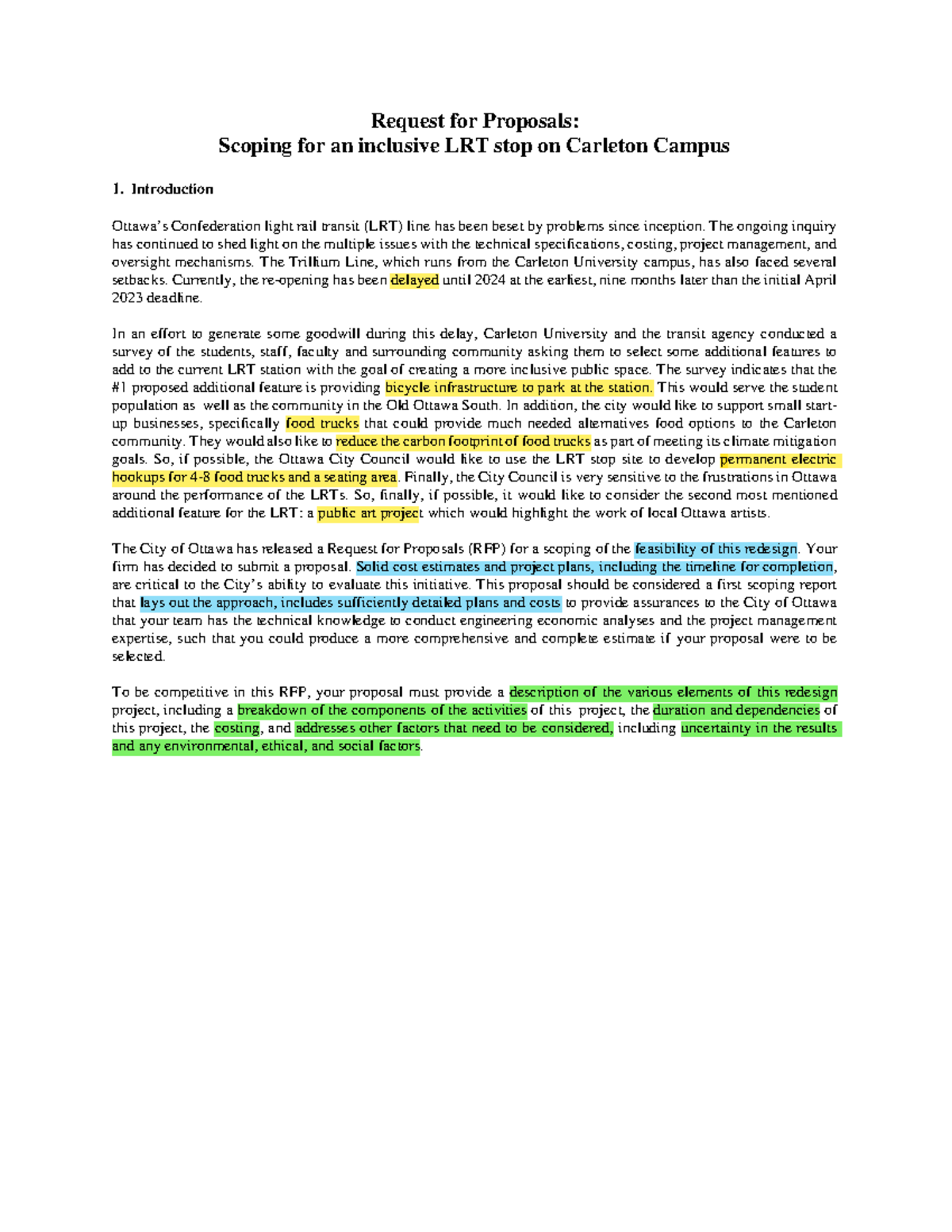 Project Description - ENGR 301 AB - Request for Proposals: Scoping for ...