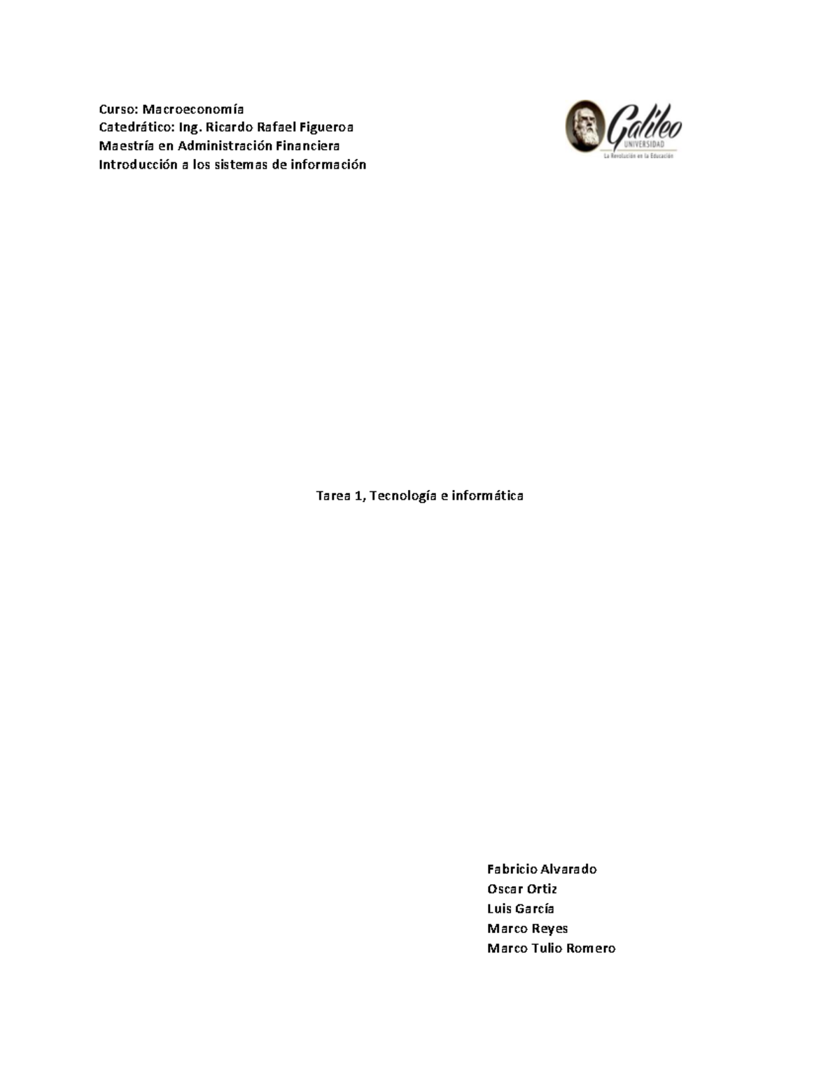 Tarea 1 Tecnolog a e Inform tica - Curso: MacroeconomÌa Catedr·tico ...