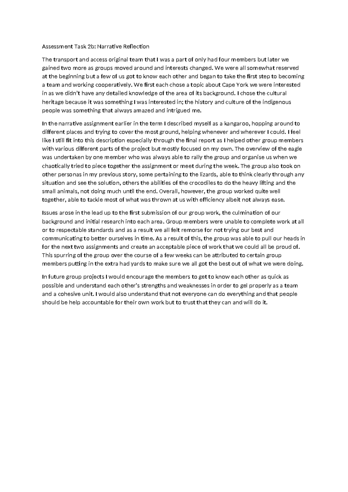 Engineering Communication Task 2b - Assessment Task 2b: Narrative ...