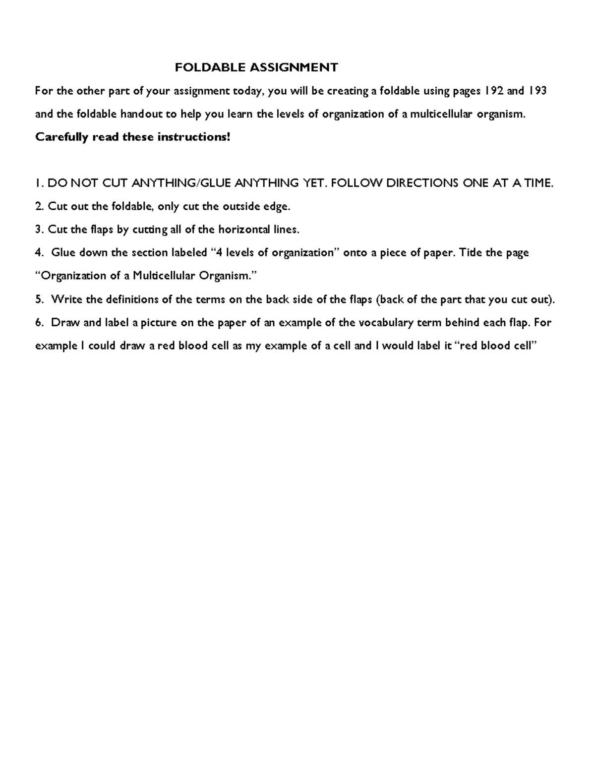 Caden Baylous - levels of org foldable - FOLDABLE ASSIGNMENT For the ...