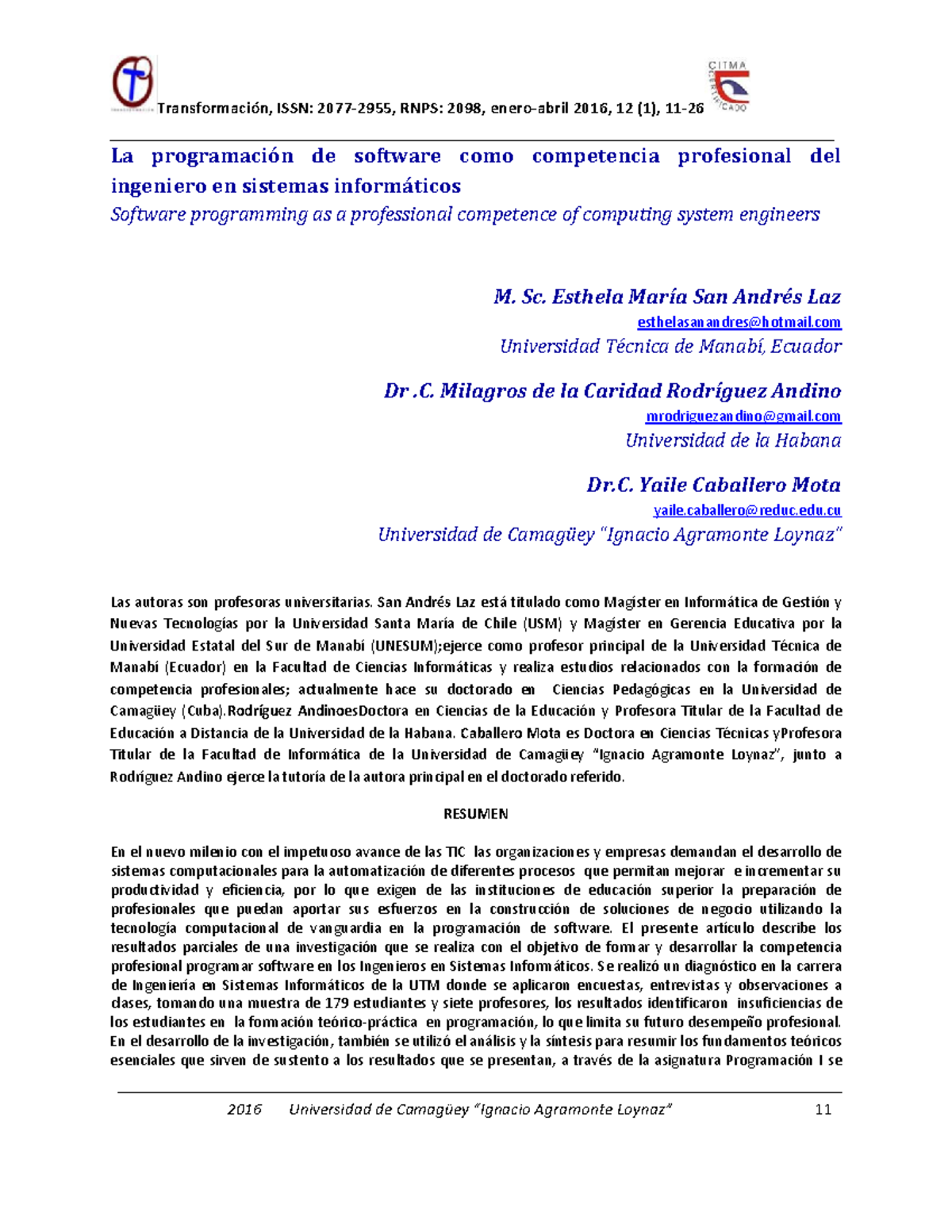 2016 LA Programacion DE Software COMO Competencia Profesional DEL ...