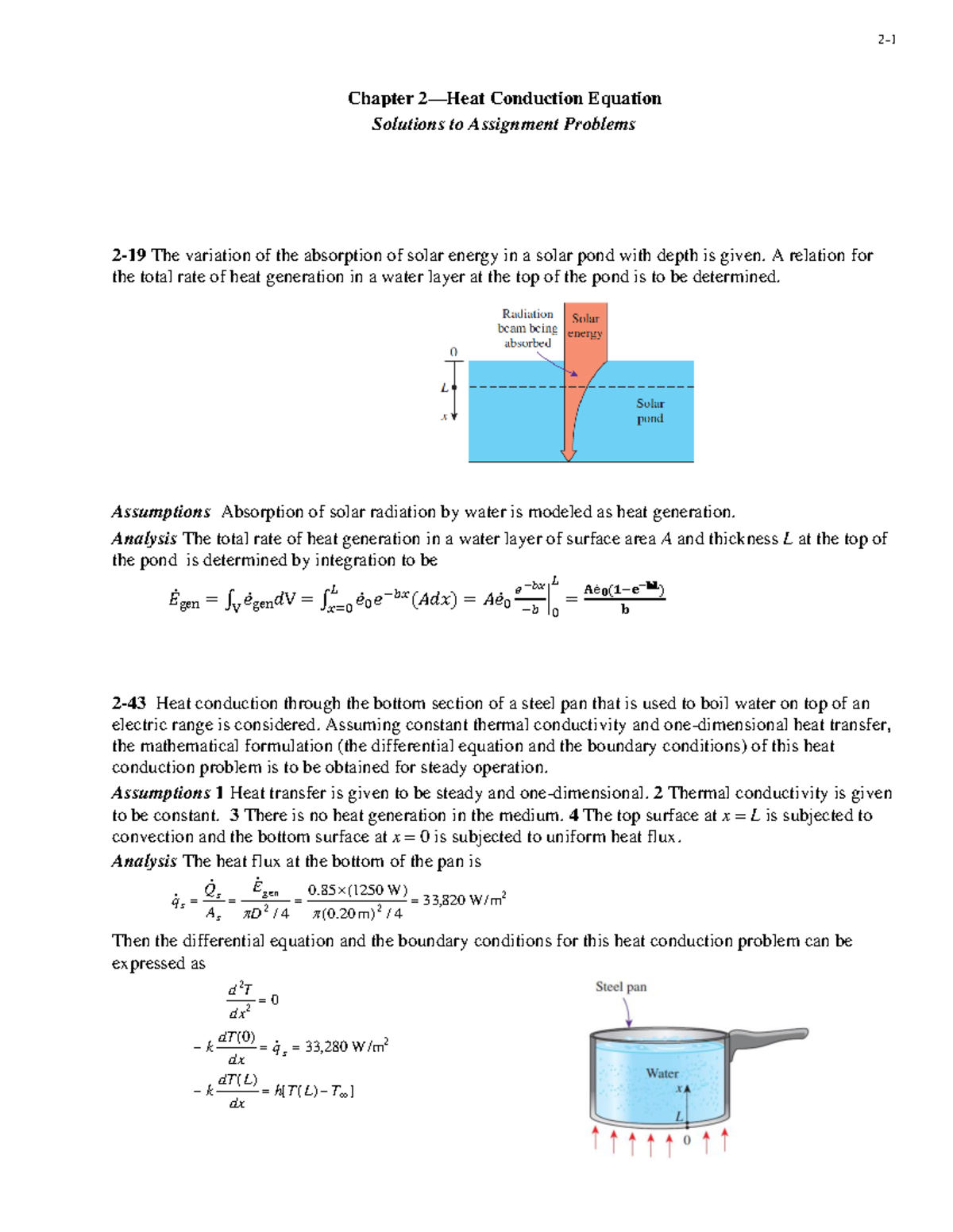 Chapter 2-Assignment and Solution - Chapter 2—Heat Conduction Equation ...