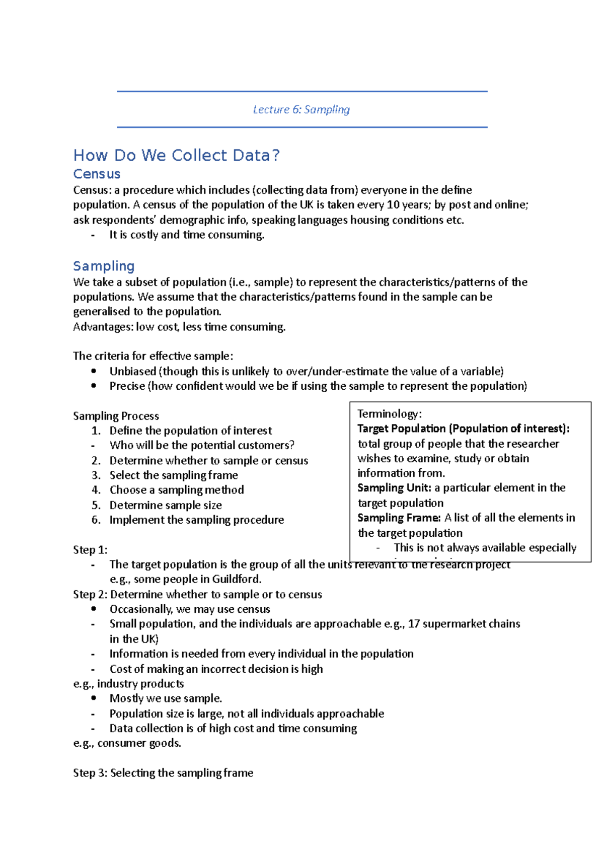 How Do We Collect Data - Week 6 - Lecture 6: Sampling How Do We Collect ...