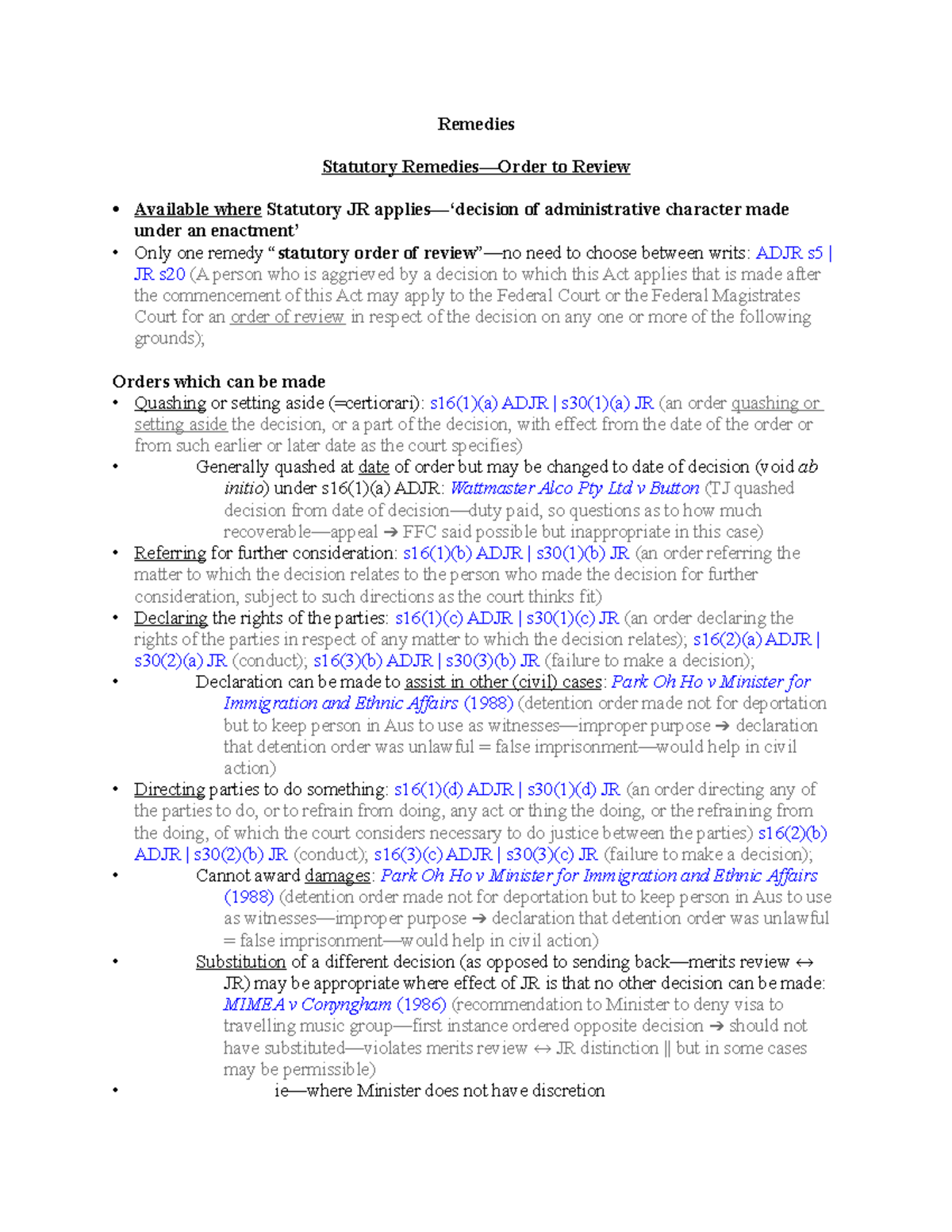 Remedies - Now Judicial Review Act 1991, pt 3, s43 The original writs ...