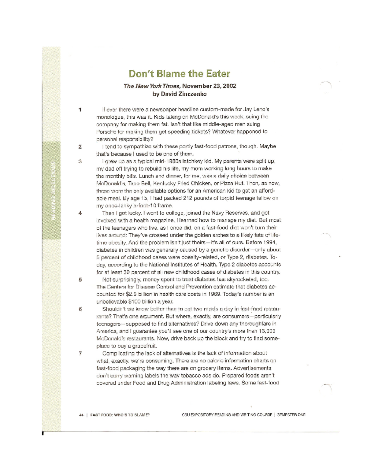 Don't blame the Eater - Studocu