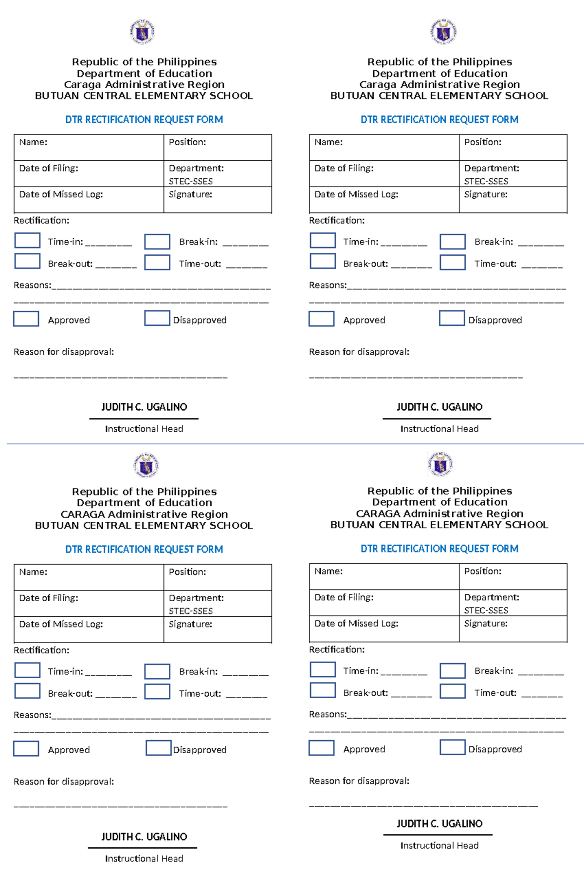 DTR Rectification Request FOrm 1 1 - Republic of the Philippines ...