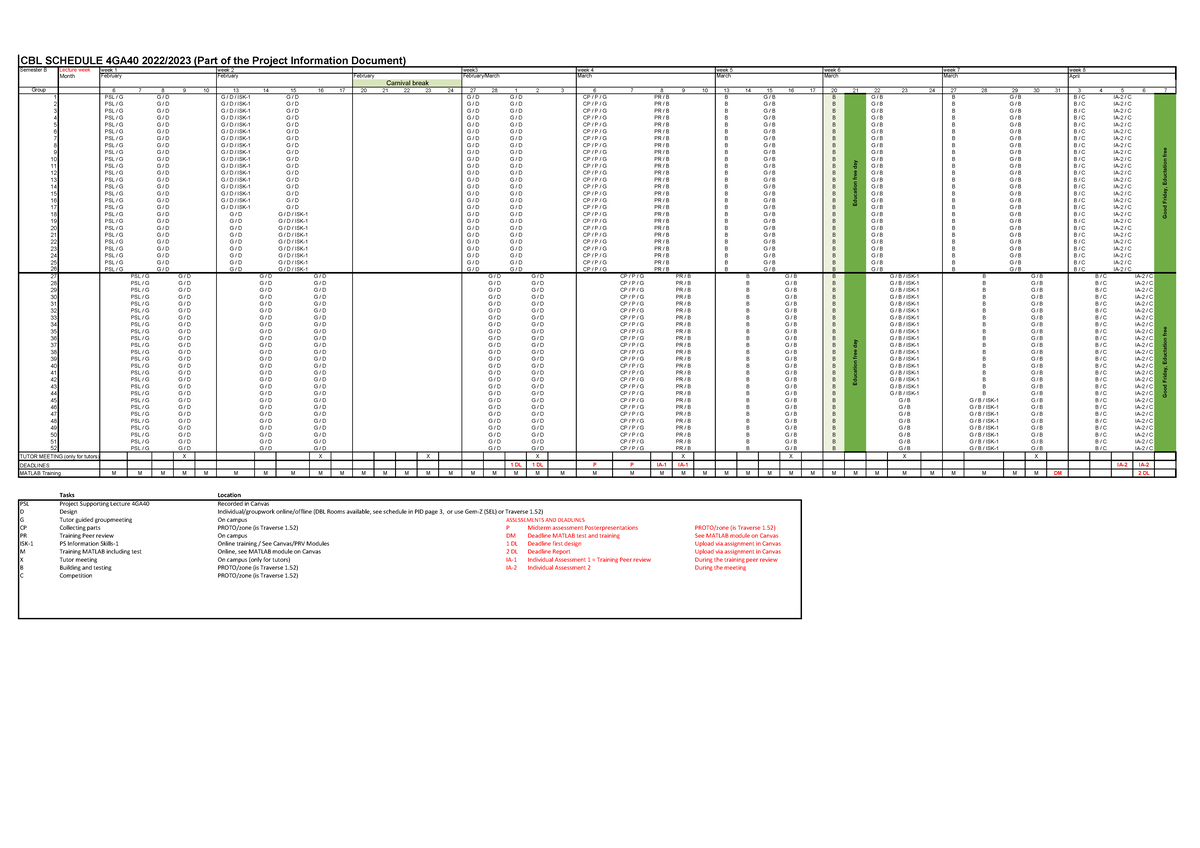 CBL Multiped robot Schedule 4GA40 2022-2023 - Semester B Lecture week ...