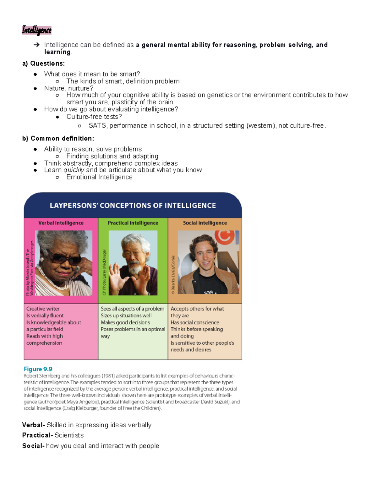 Intelligence Chapter 9 Lectures Notes - Intelligence Intelligence can ...