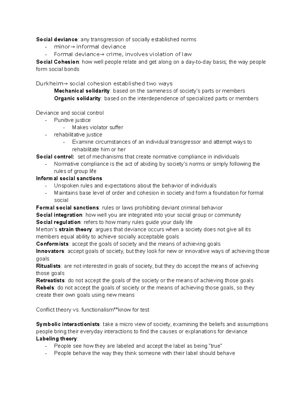 Chapter 6 - List of definitions about sociology - Social deviance: any ...