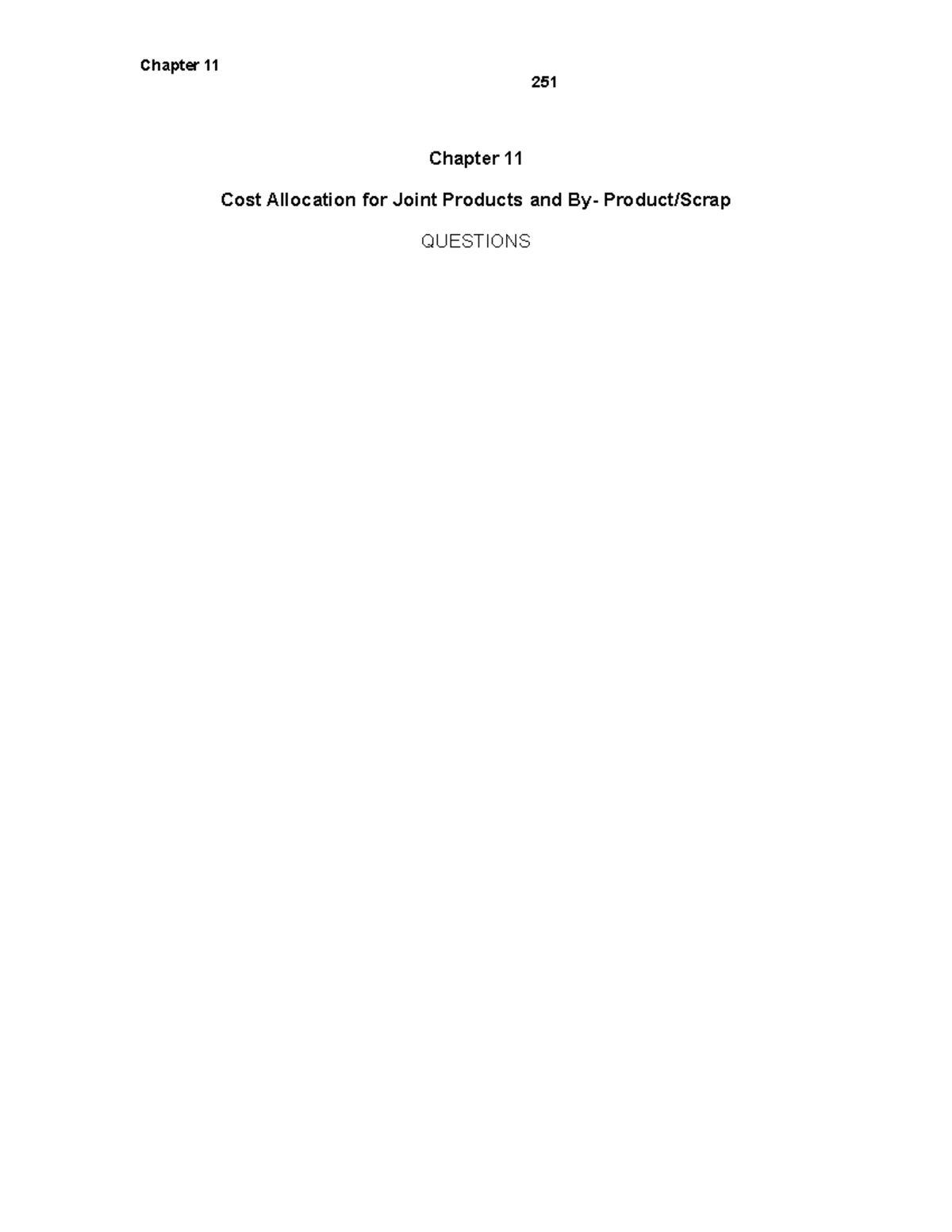 Chapter 11 - Chapter 11 251 Chapter 11 Cost Allocation for Joint ...