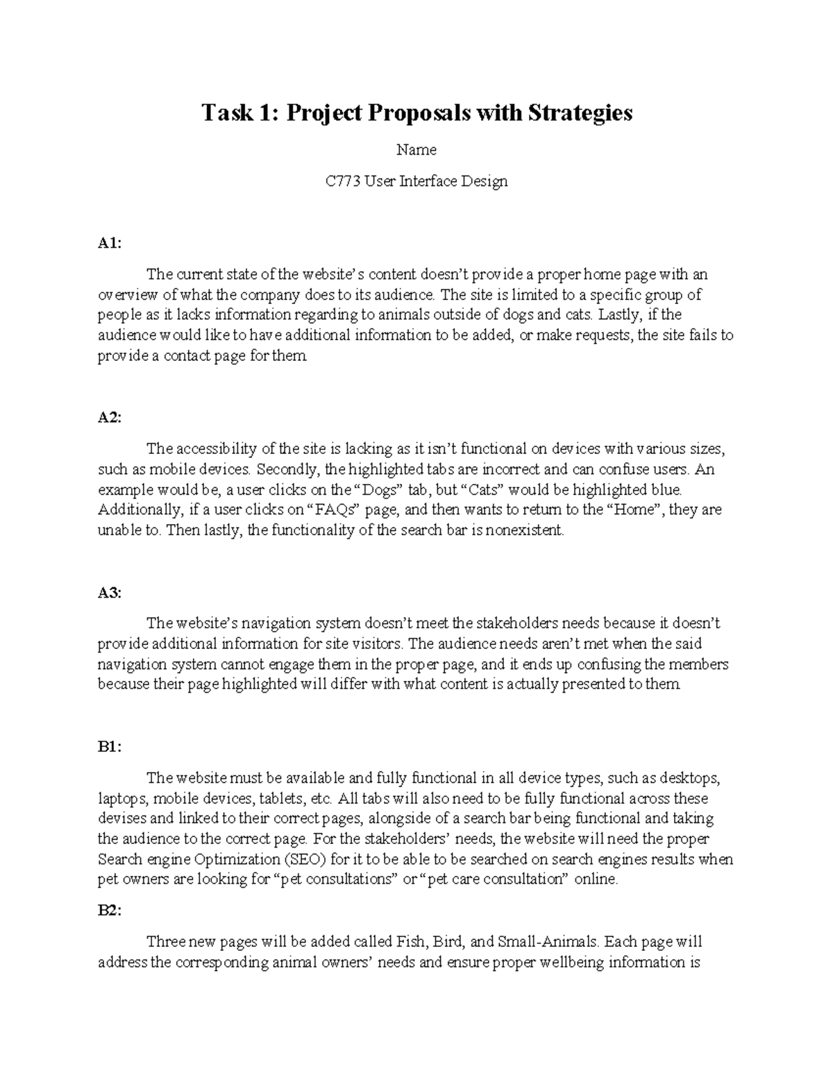 C773 Task 1 - For Task 1 that passed. Great reference for those that ...