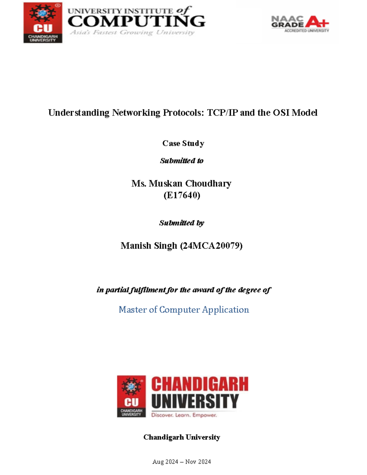 Front page - MCA - Understanding Networking Protocols: TCP/IP and the ...