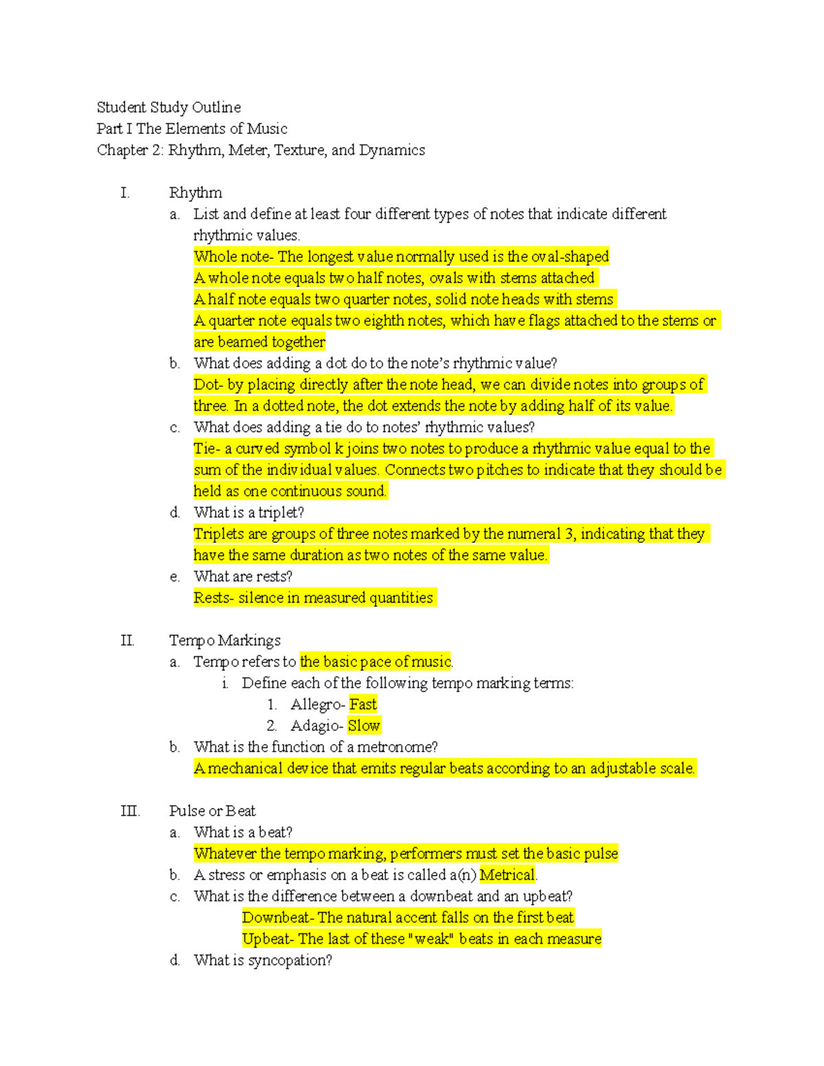 Todd 2e SSO Chapter 2 Rhythm Meter Texture and Dynamics - Student Study ...