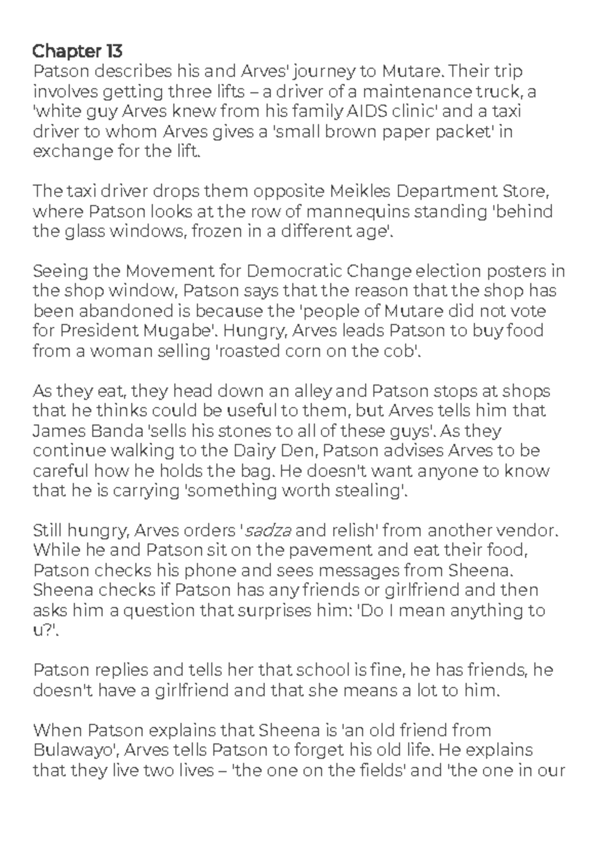 Diamond boy Chapter 13 Summary - Chapter 13 Patson describes his and ...