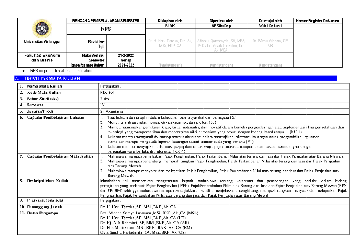 RPS Perpajakan II S1 AK - this is is this this is this - Universitas ...