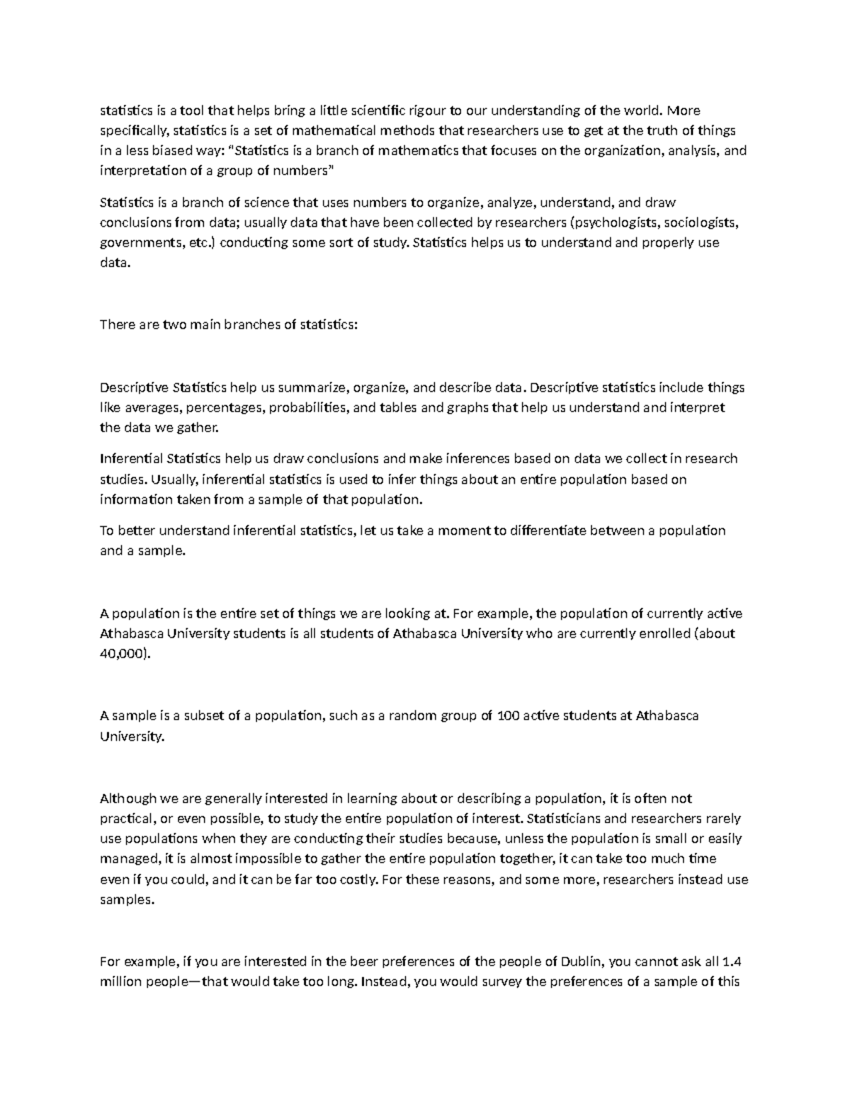 Statistics Unit 1 Study Notes: Descriptive & Inferential Stats ...