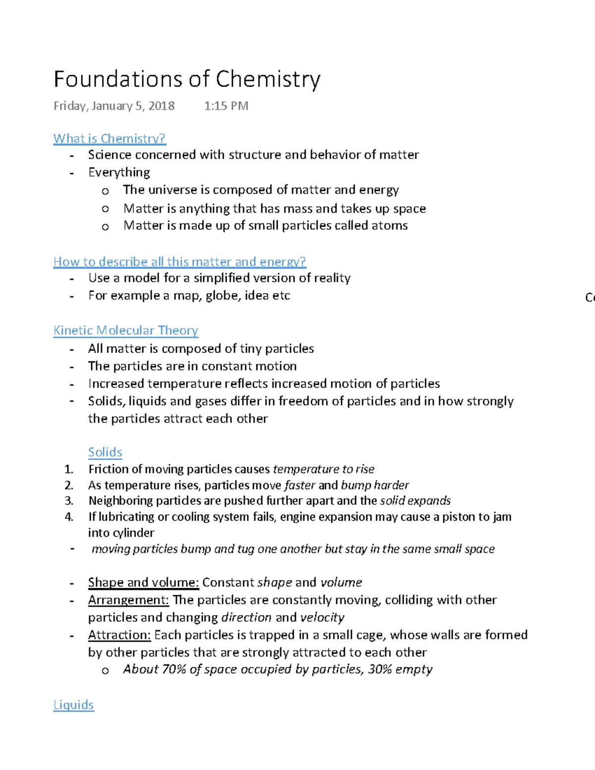 Foundations of Chemistry Chp. 1 - Foundations of Chemistry Friday ...
