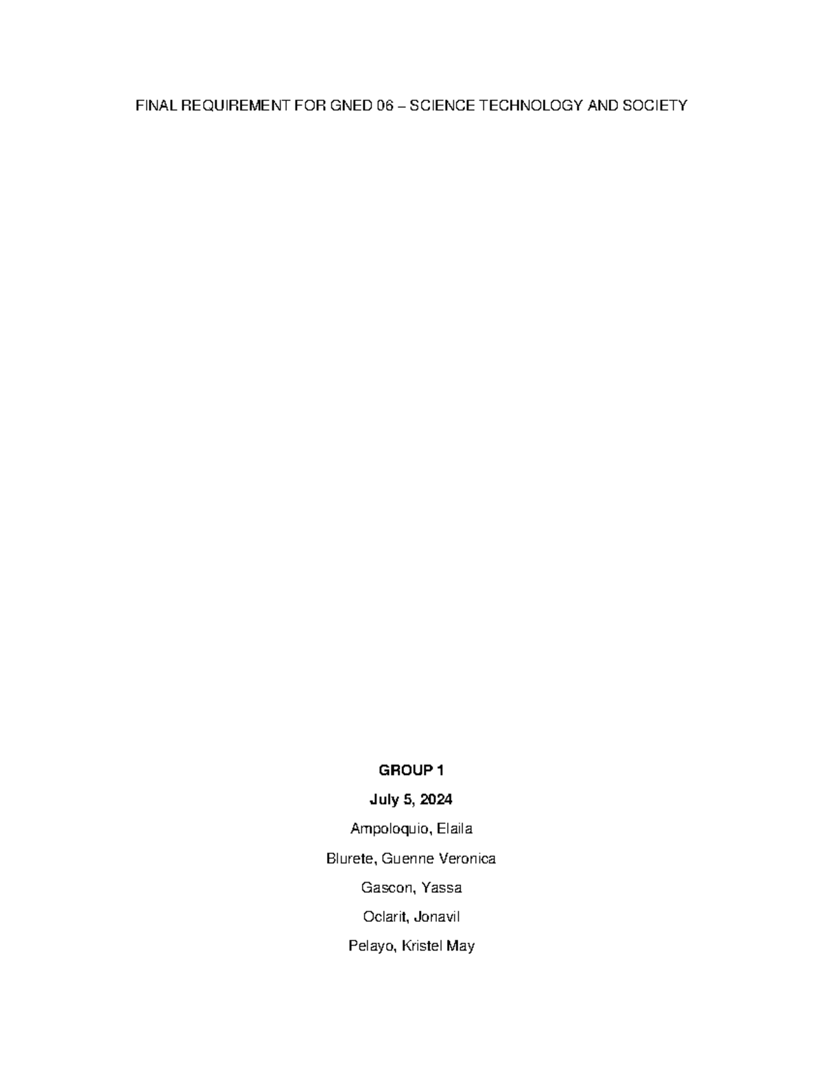 STS- Final - Biodiversity and the Healthy Society - FINAL REQUIREMENT FOR GNED 06 – SCIENCE ...