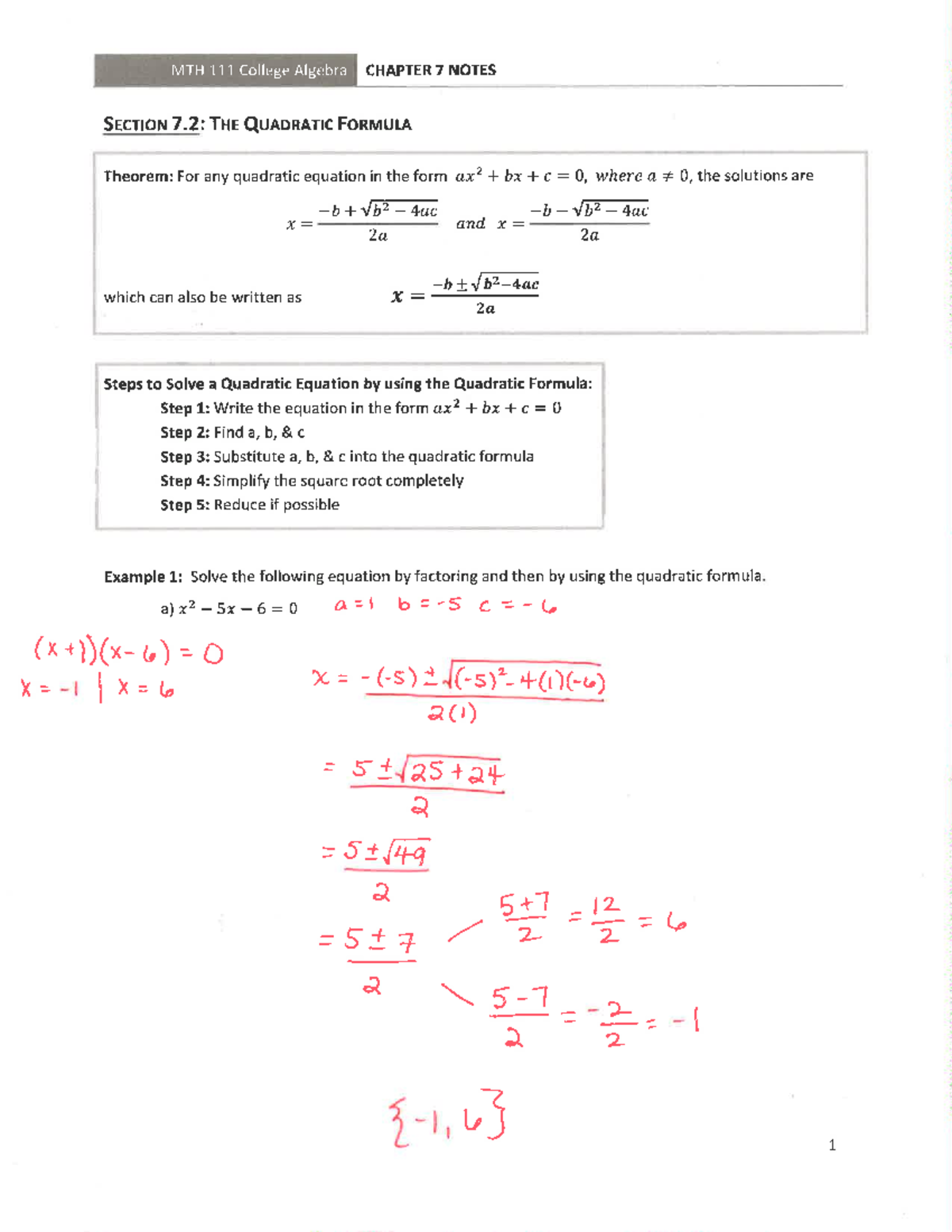 Chapter 7 Notes filled in - MTH 111 - Studocu