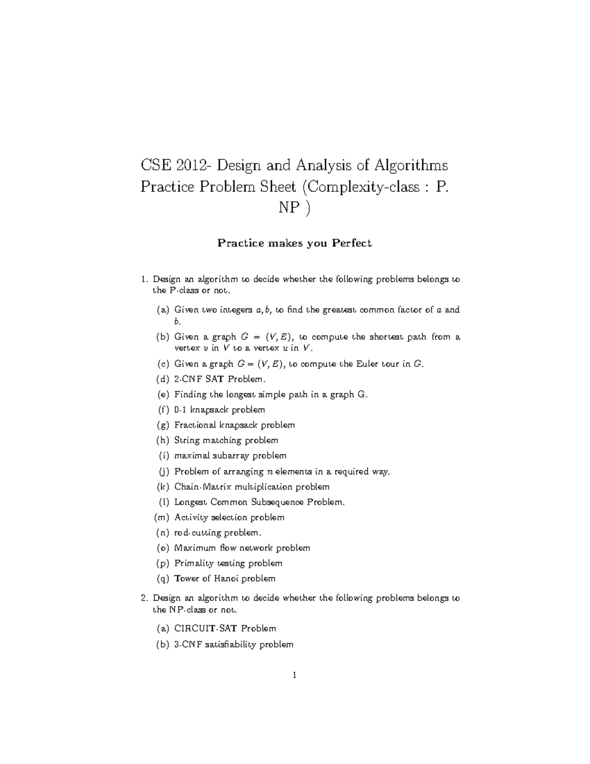 Cse2012-PPS11-w2022 - This will help u - CSE 2012- Design and Analysis of Algorithms Practice ...