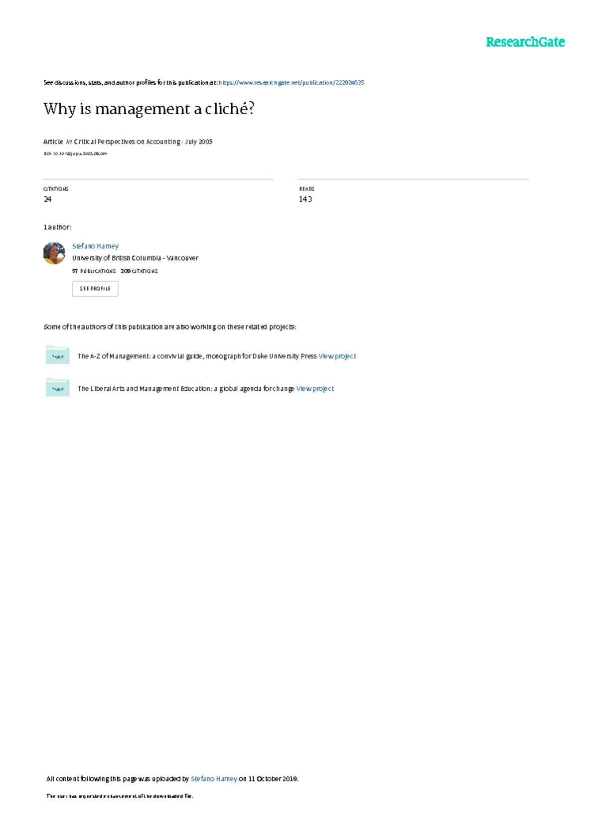 Why is management a cliche - See discussions, stats, and author ...