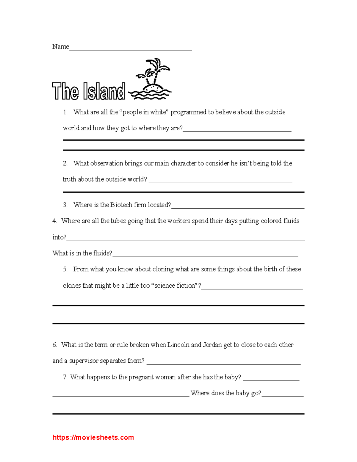 VCR The Island - Name___________________________________ 1. What are ...