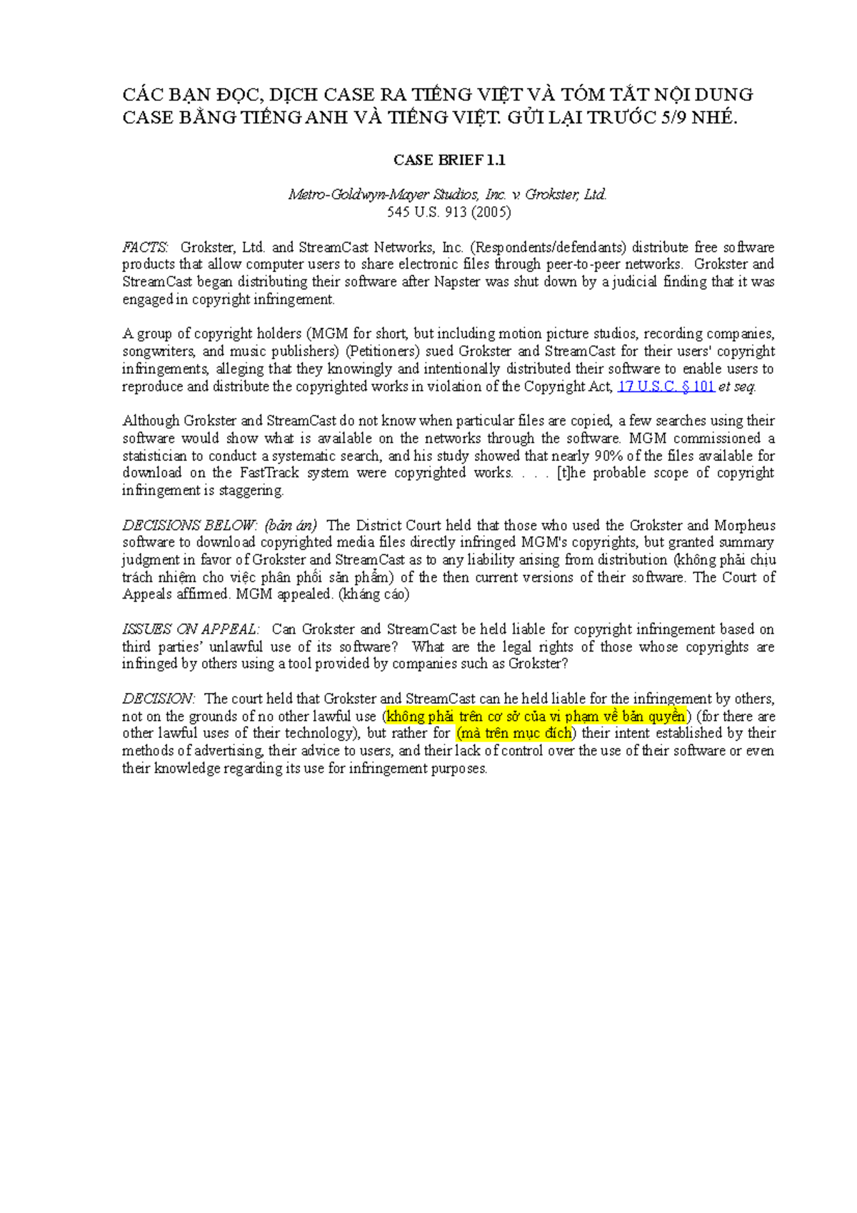 Case chapter 1 business law - CÁC BẠN ĐỌC, DỊCH CASE RA TIẾNG VIỆT VÀ ...