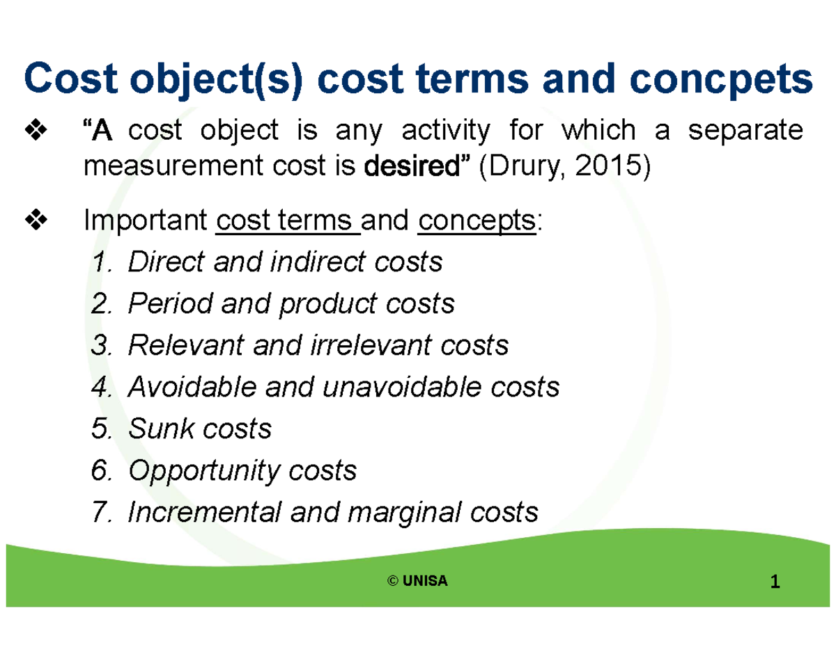 Cost objectives slides - Cost object(s) cost terms and concpets cost ...