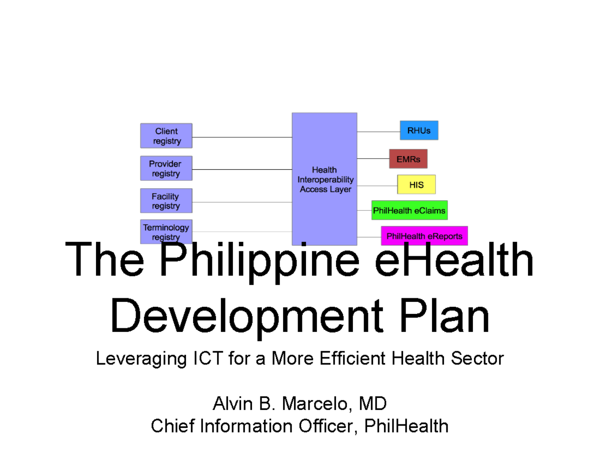 3 the philippine ehealth development plan dr - Leveraging ICT for a ...