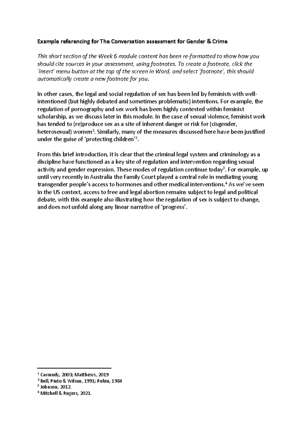 Example referencing for The Conversation assessment for Gender - To ...