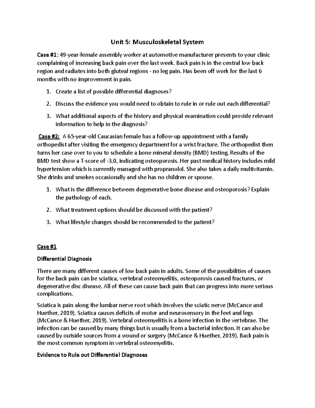 Unit 5 Musculoskeletal - Unit 5: Musculoskeletal System Case #1: 49 ...