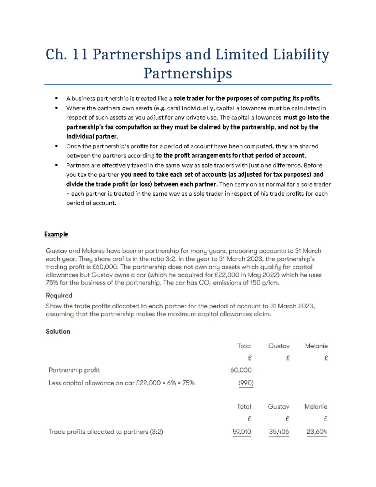 Ch. 11 Partnerships Limited Liability Partnerships Notes - Ch. 11 ...