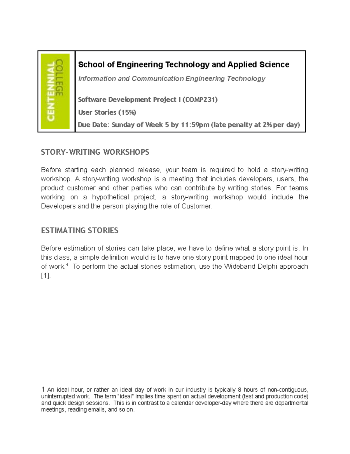 User Stories - School of Engineering Technology and Applied Science ...
