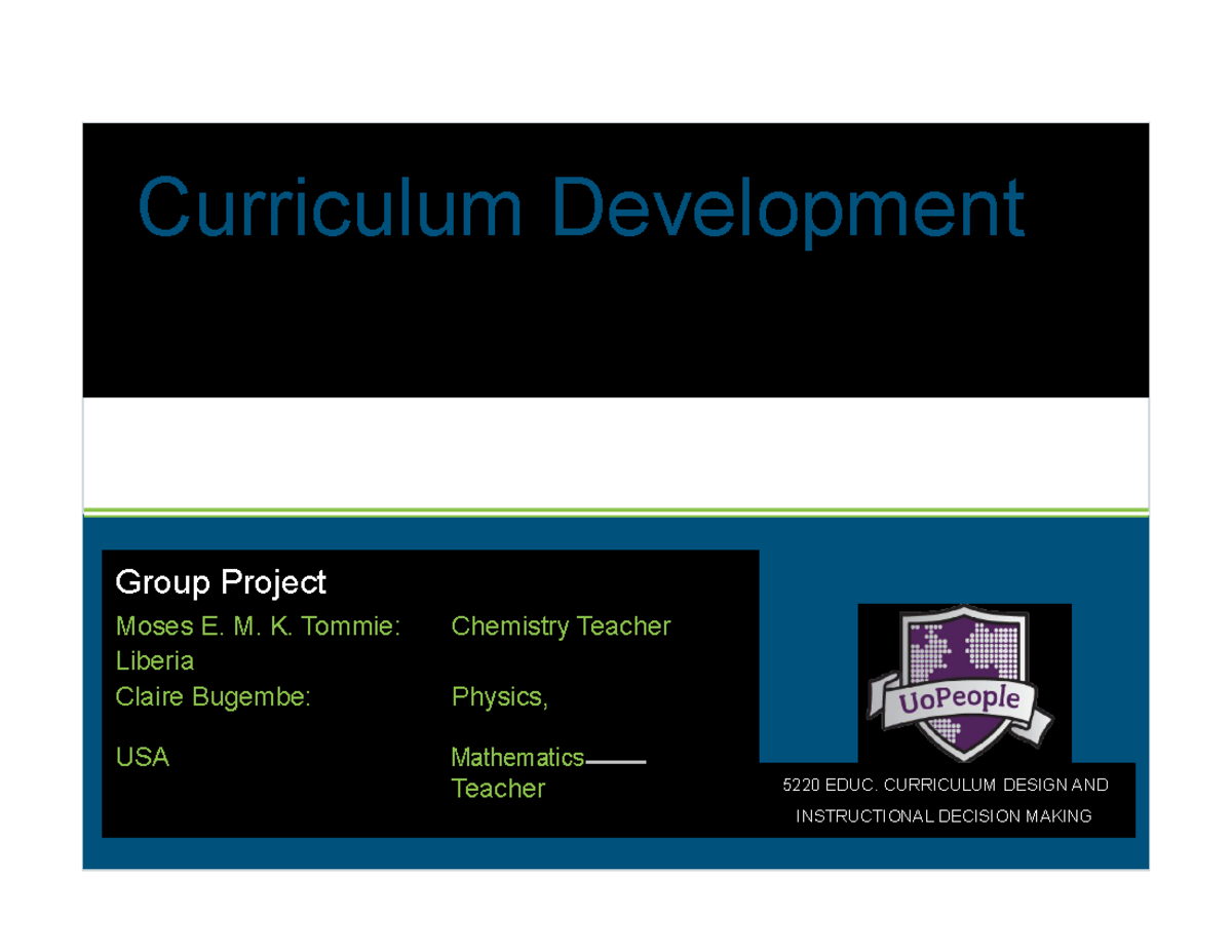 5220 Group Project.pdf - Curriculum Development Key Areas of a ...
