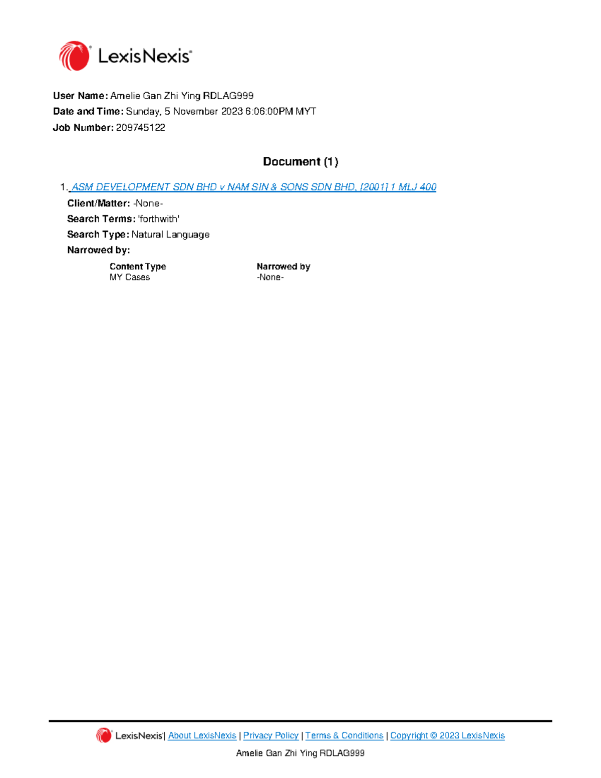 ASM Development SDN BHD v NAM SIN & SONS SDN BHD, [2001 - | About ...