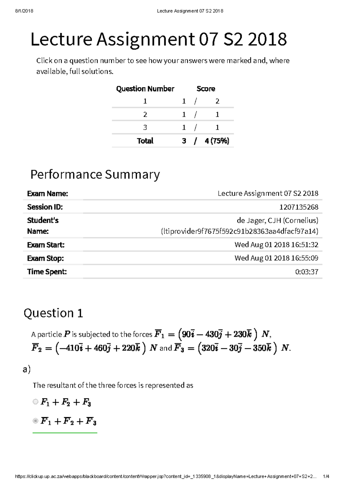 Lecture Assignment 07 S2 2018 – Blackboard Learn - Lecture Assignment ...