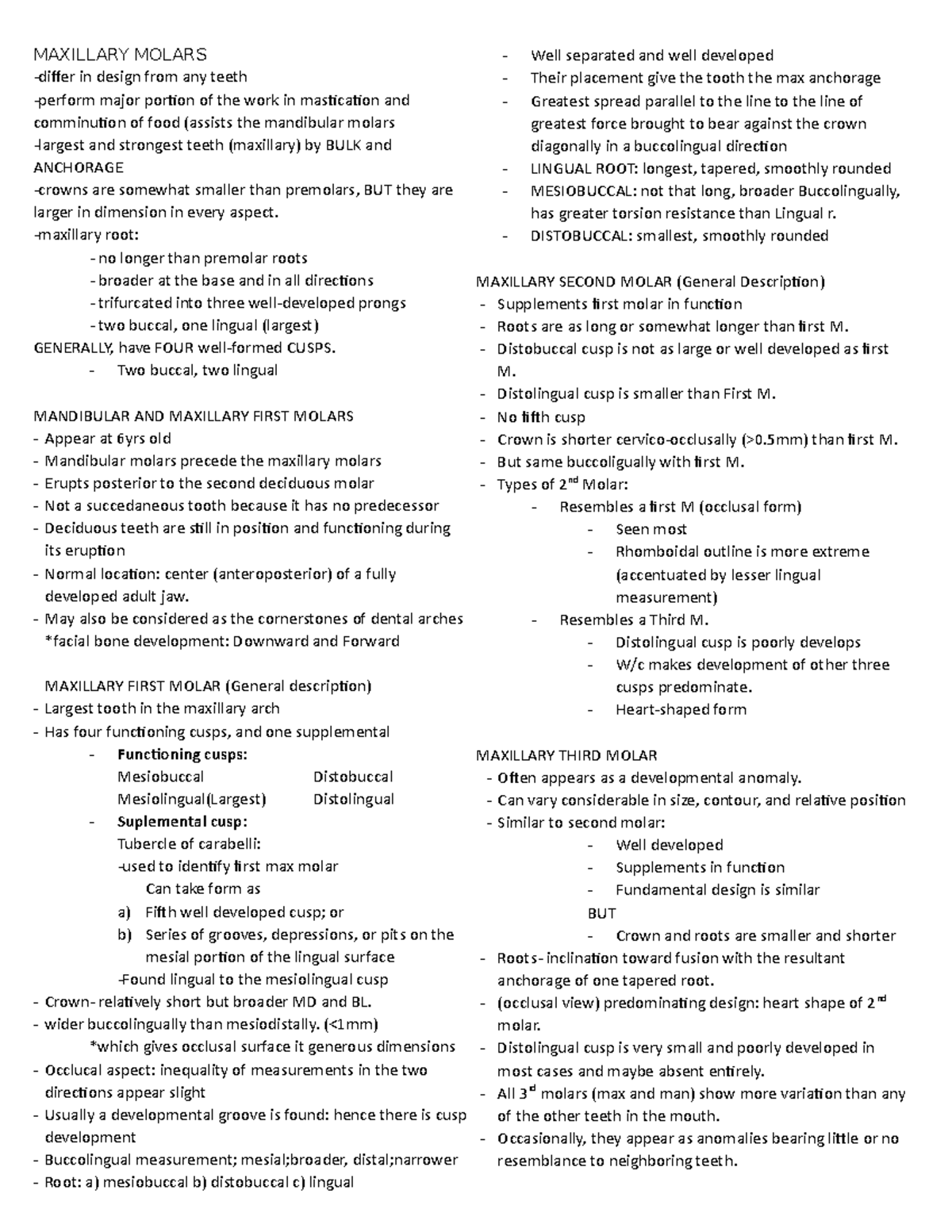 ORAL ANA Maxillary Molars - MAXILLARY MOLARS -differ in design from any ...