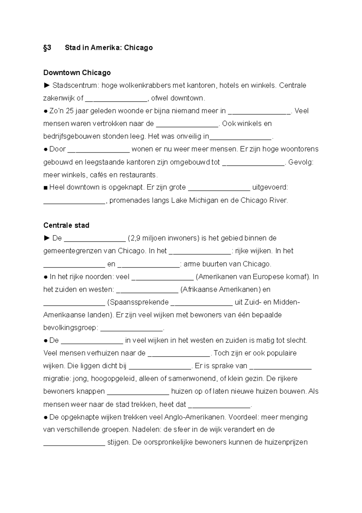 Samenvatting invuloefening vwo H1 paragraaf 3 en 4 - §3 Stad in Amerika ...