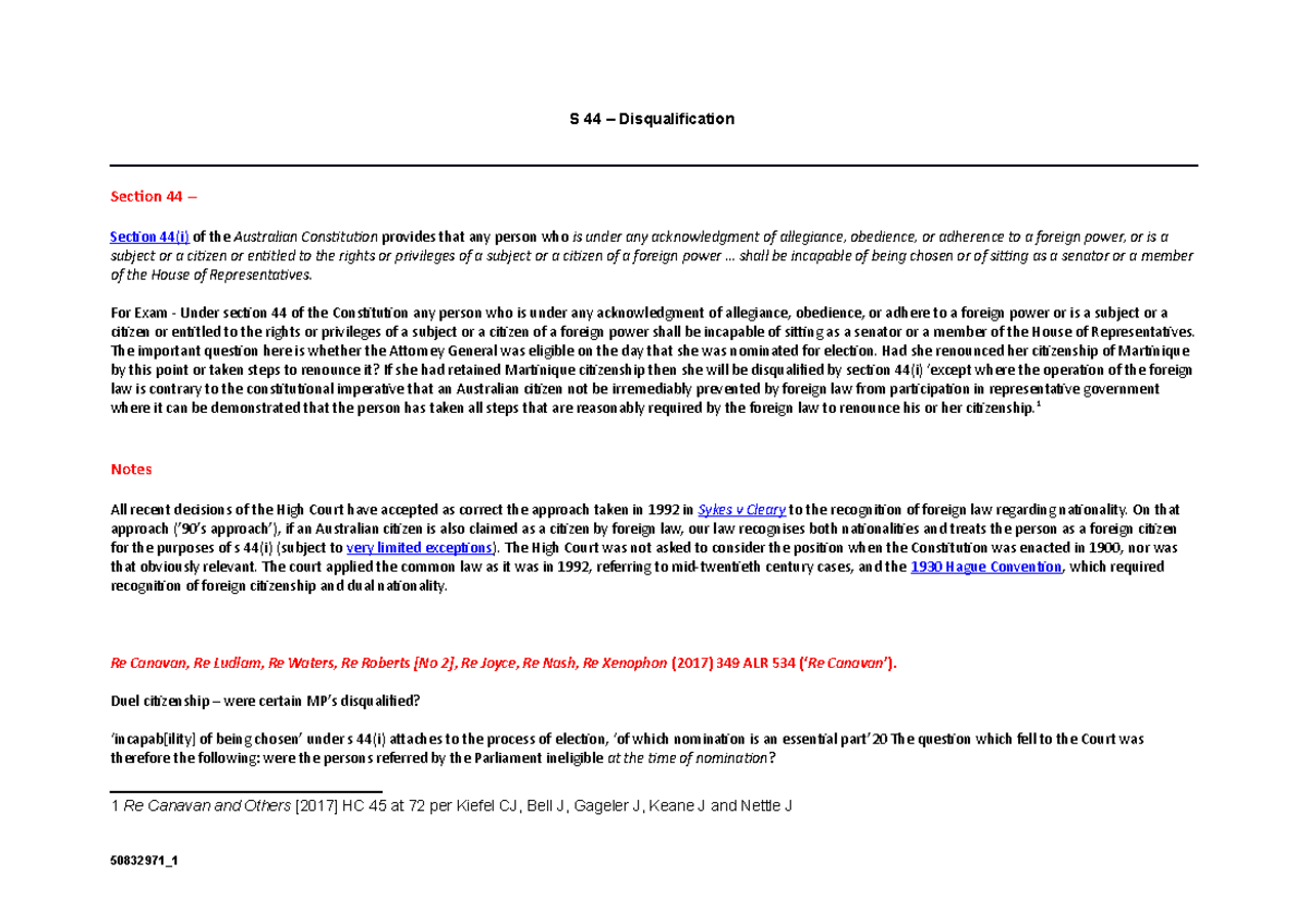 13.1 S 44 Disqualification - S 44 – Disqualification Section 44 ...