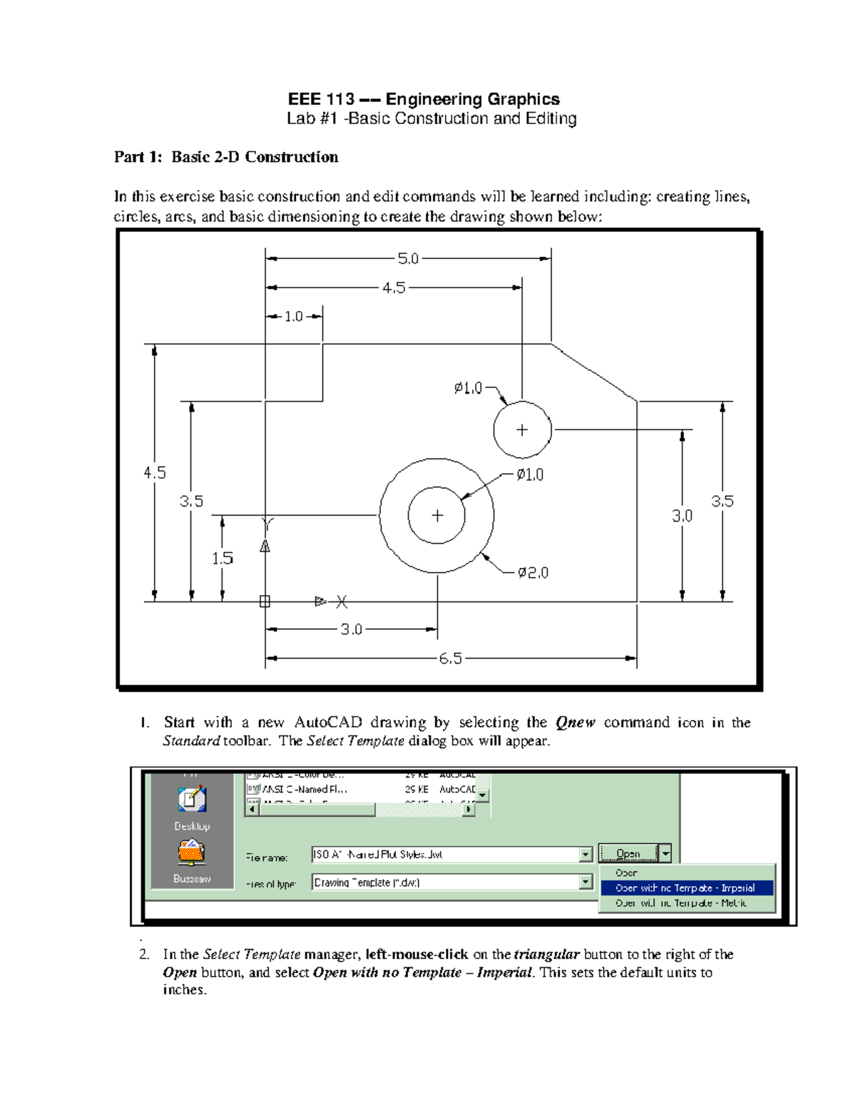 Lab #1 -Basic Construction and Editing - Engineering Drawing - CUI ...