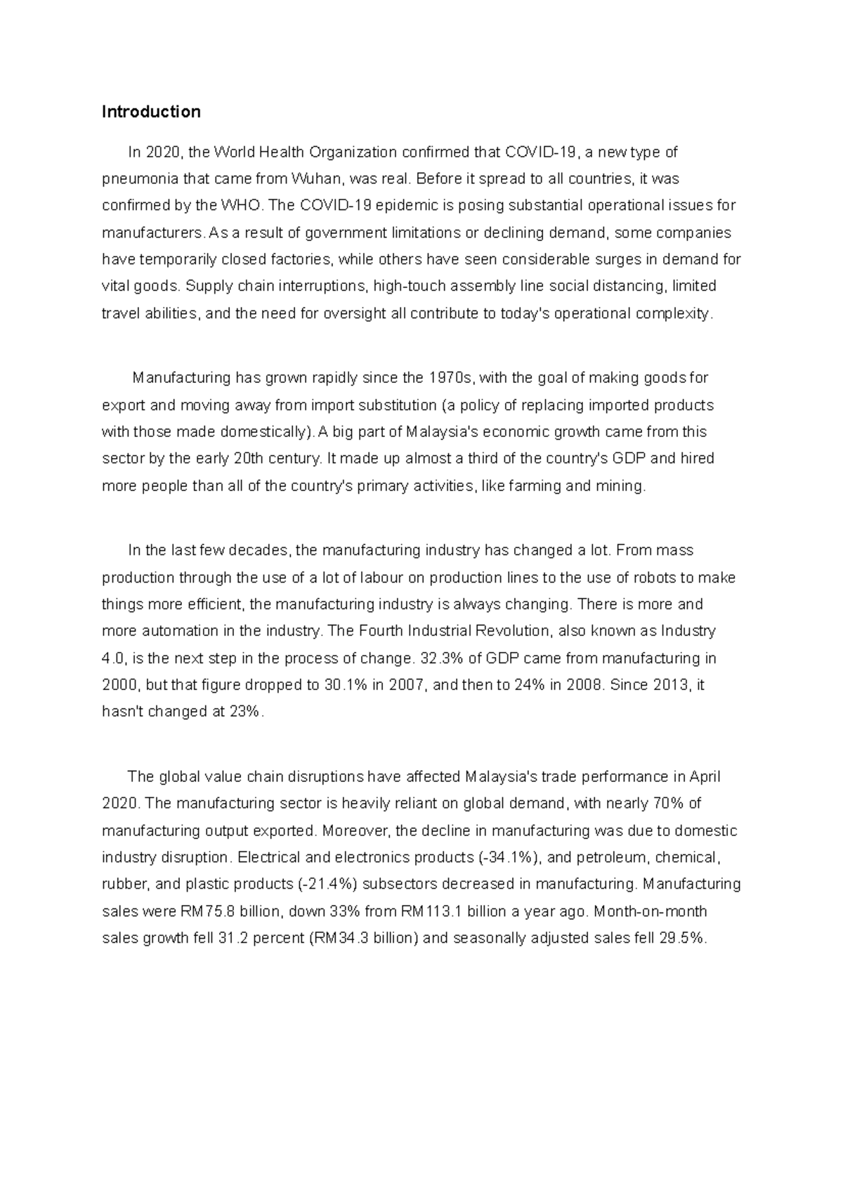 Introduction ECO261 - Covid19 - Introduction In 2020, the World Health ...