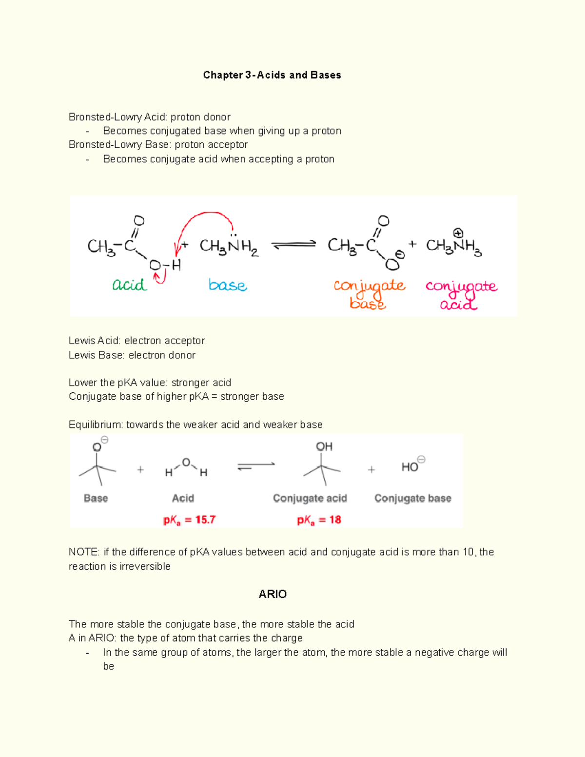 Chapter 3- Acids and Bases - Chapter 3- Acids and Bases Bronsted-Lowry ...