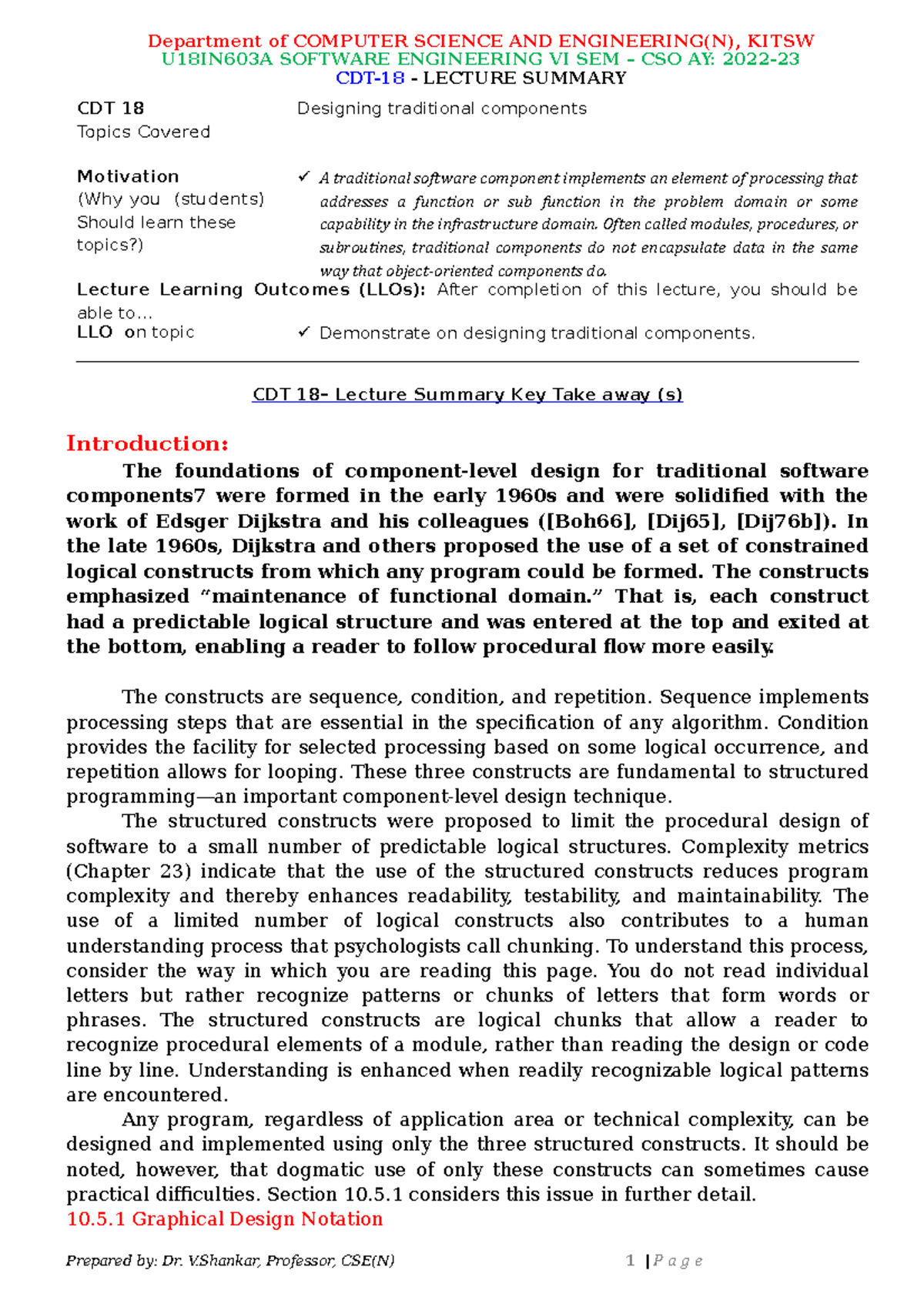 Designing traditional components - U18IN603A SOFTWARE ENGINEERING VI ...