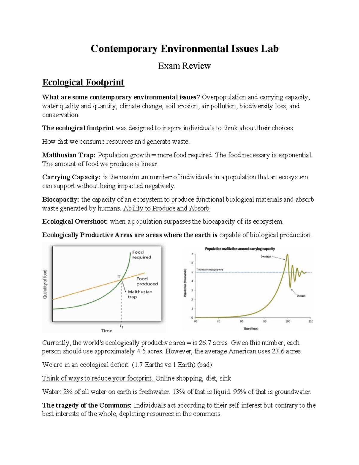 Exam Review Env Issues - Study guide - Contemporary Environmental ...