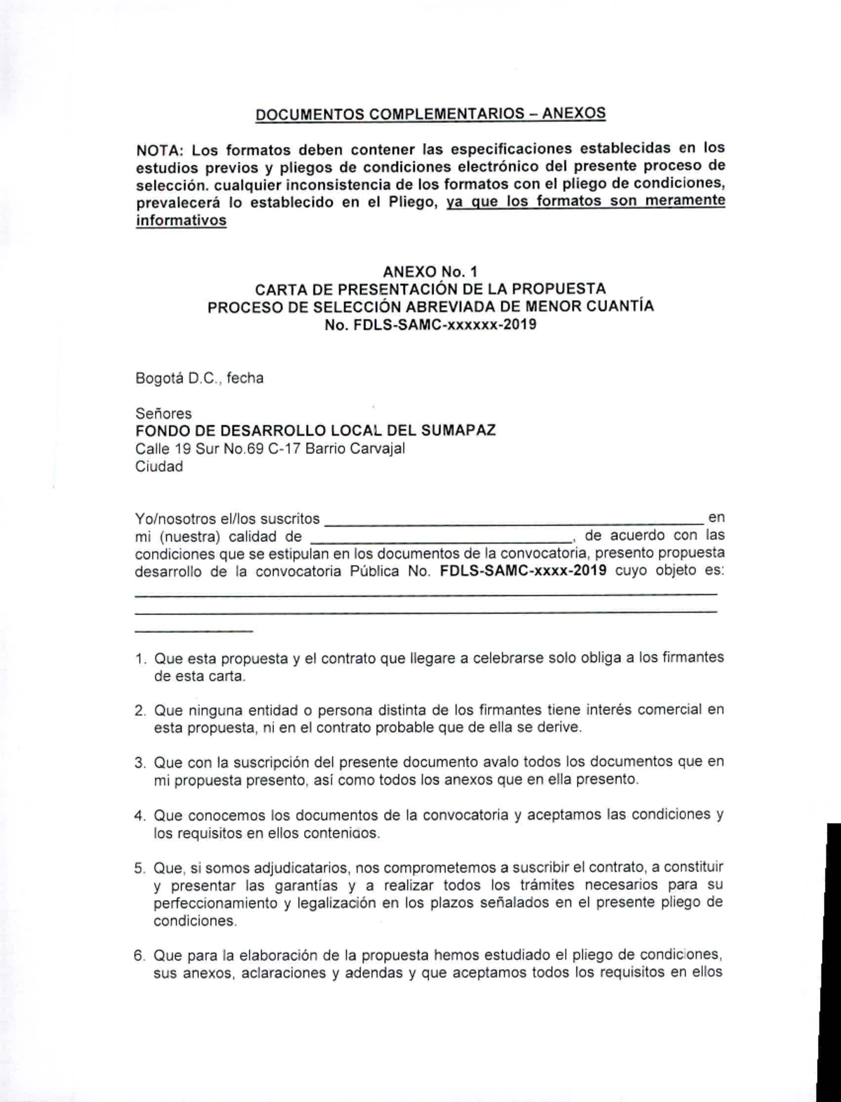 6) Anexos - dftytytyt - DOCUMENTOS COMPLEMENTARIOS — ANEXOS NOTA: Los ...