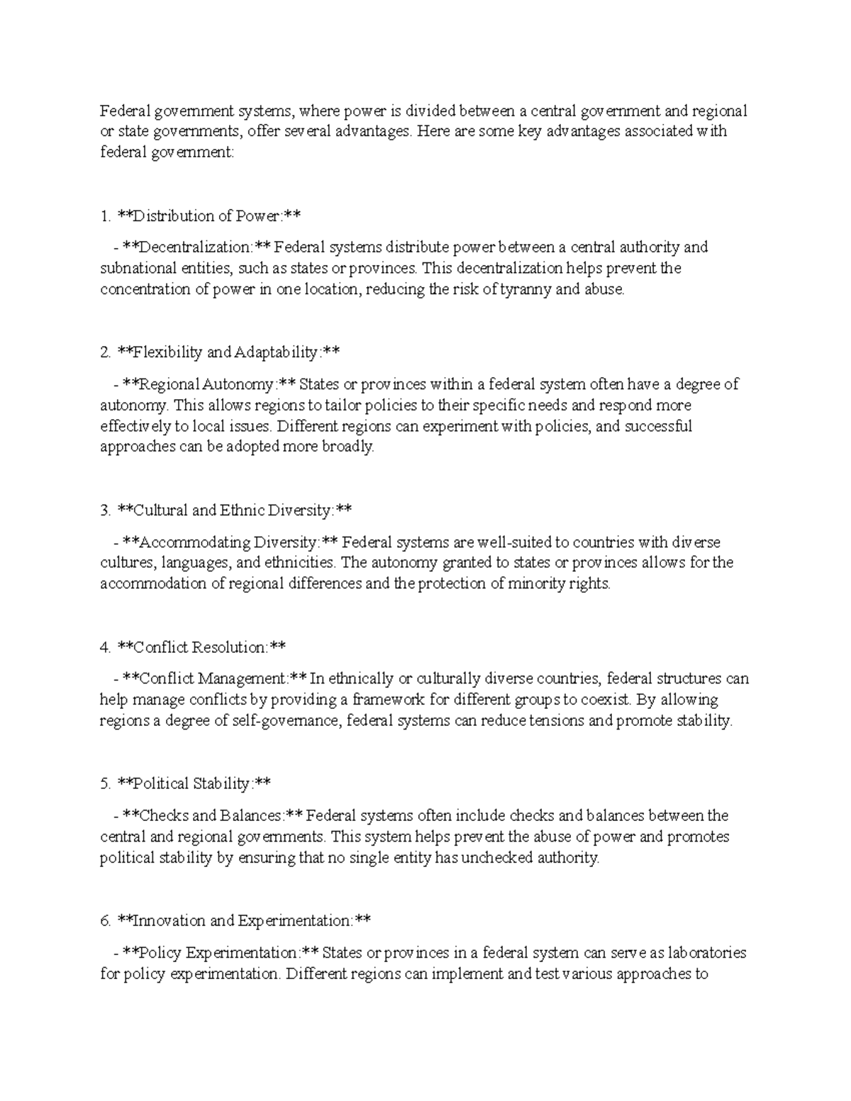 Federal government systems - Here are some key advantages associated ...