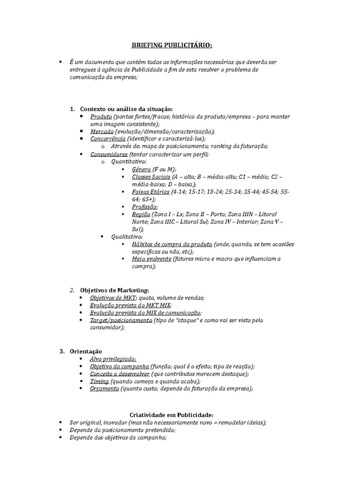 Briefing Publicitário e criatividade - BRIEFING PUBLICITÁRIO: É um ...